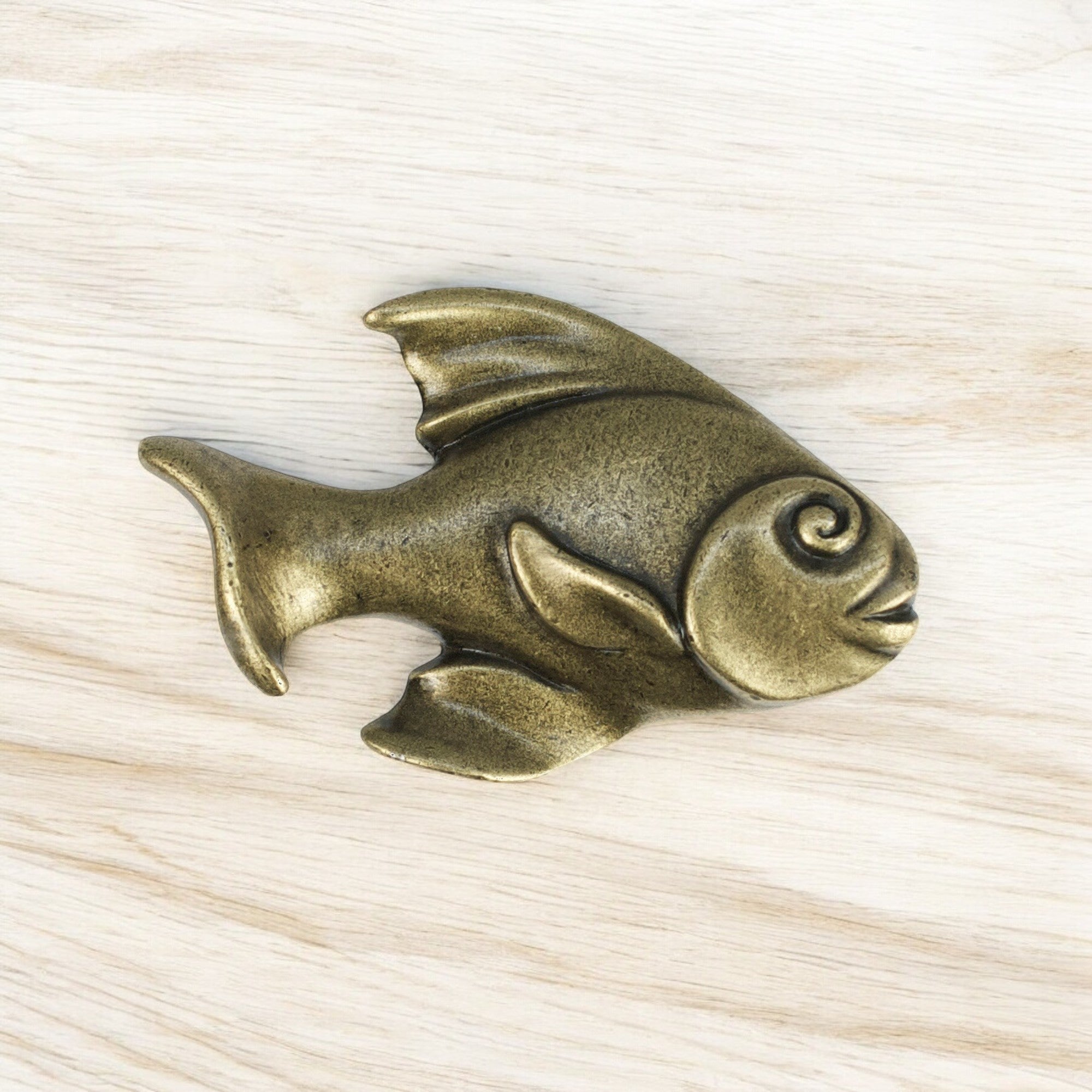 Fish Drawer Pull/Knob- Home Decor - Pewter with Nickel or Brass Finish