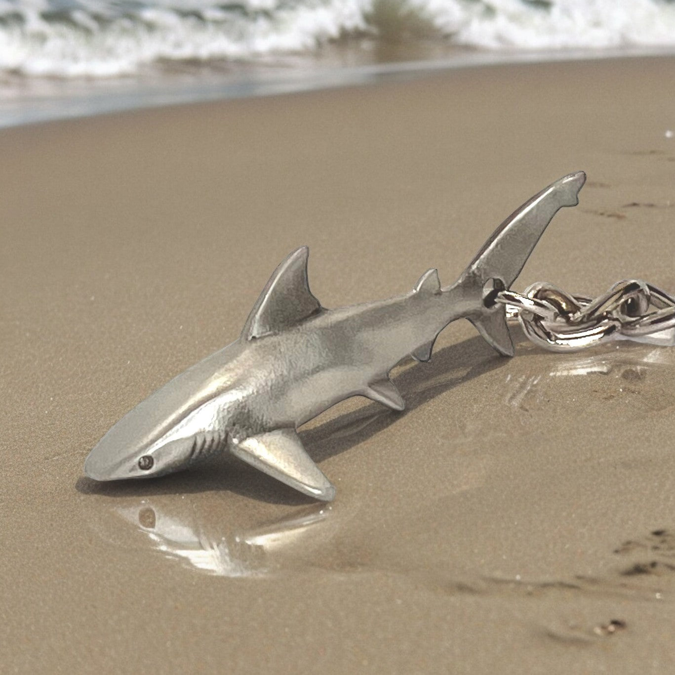 Reef Shark Keychain for Men and Women- Grey Reef Shark Keychain Charm ...
