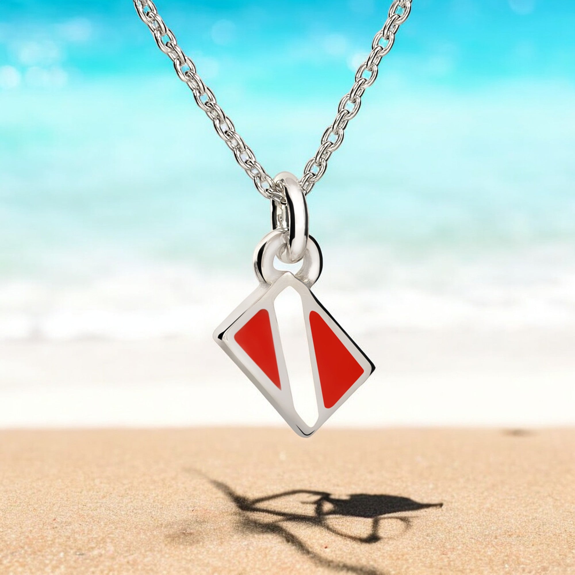 Mini Dive Flag Necklace – Diver’s Collection - Sterling Silver