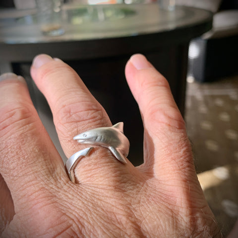 Shark Ring Sterling Silver Adjustable Shark Ring Sea Life Ring Scuba D ...