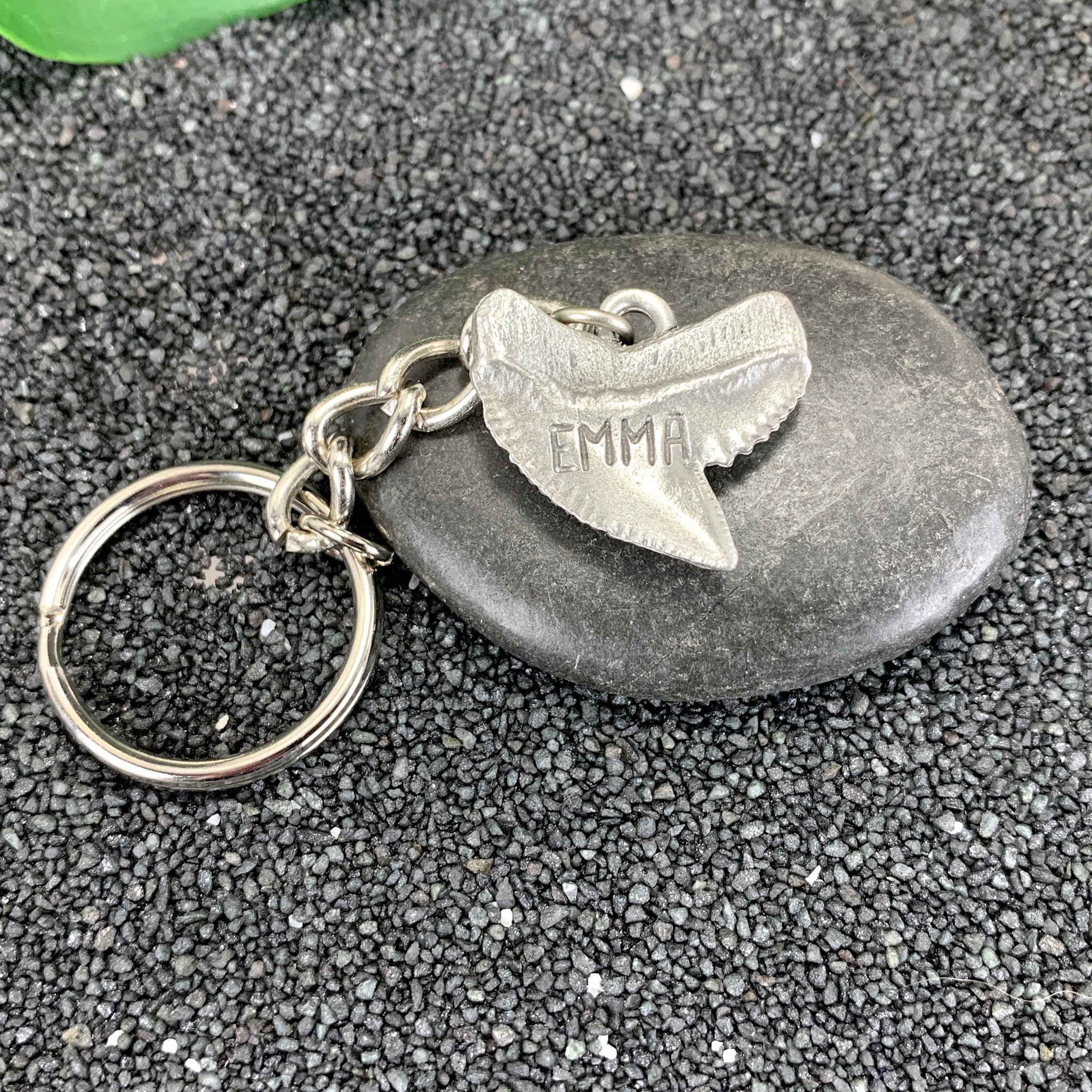 Shark Tooth Keychain, Shark Tooth Key Ring, Tiger Shark Tooth Keychain ...