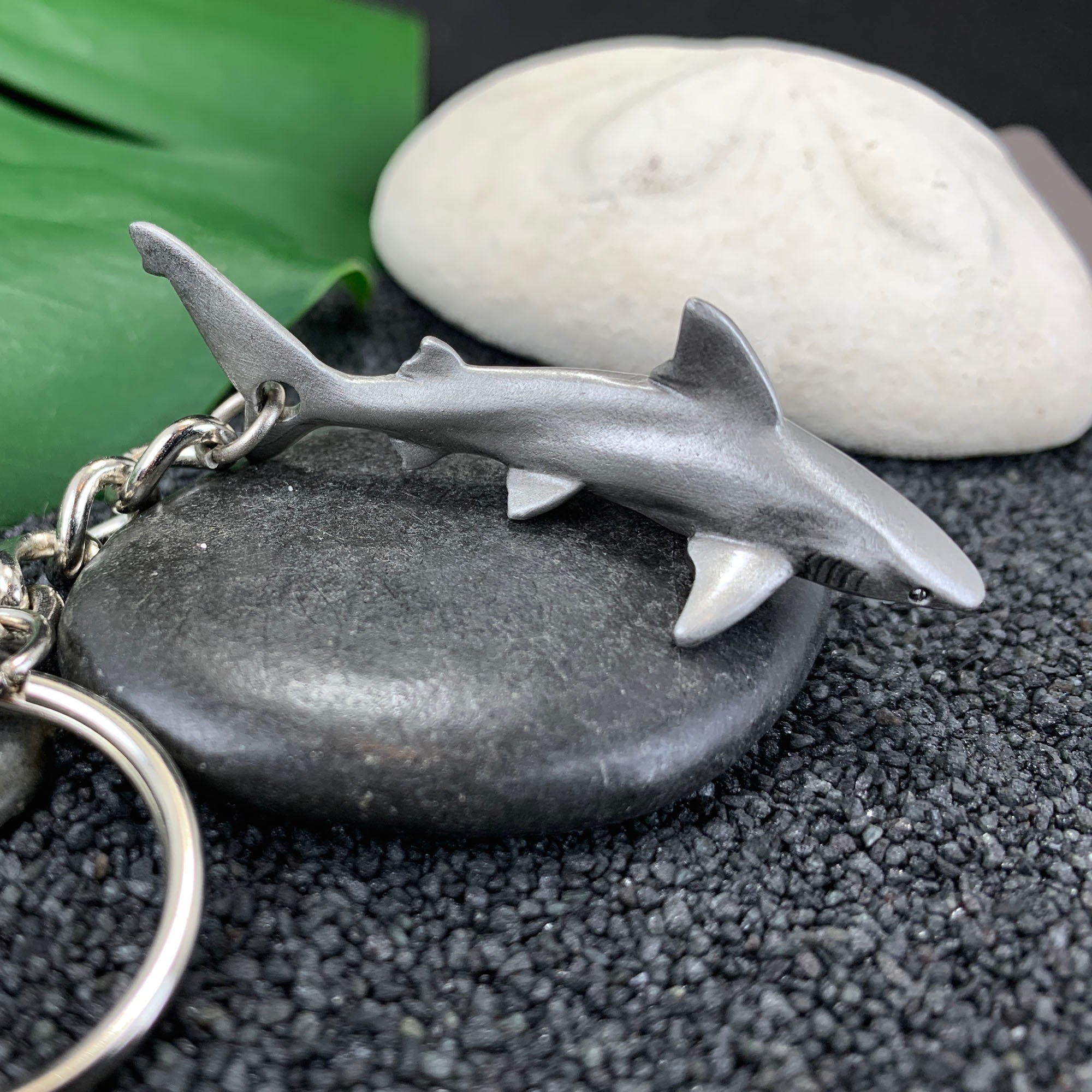 Reef Shark Keychain for Men and Women- Grey Reef Shark Keychain Charm ...