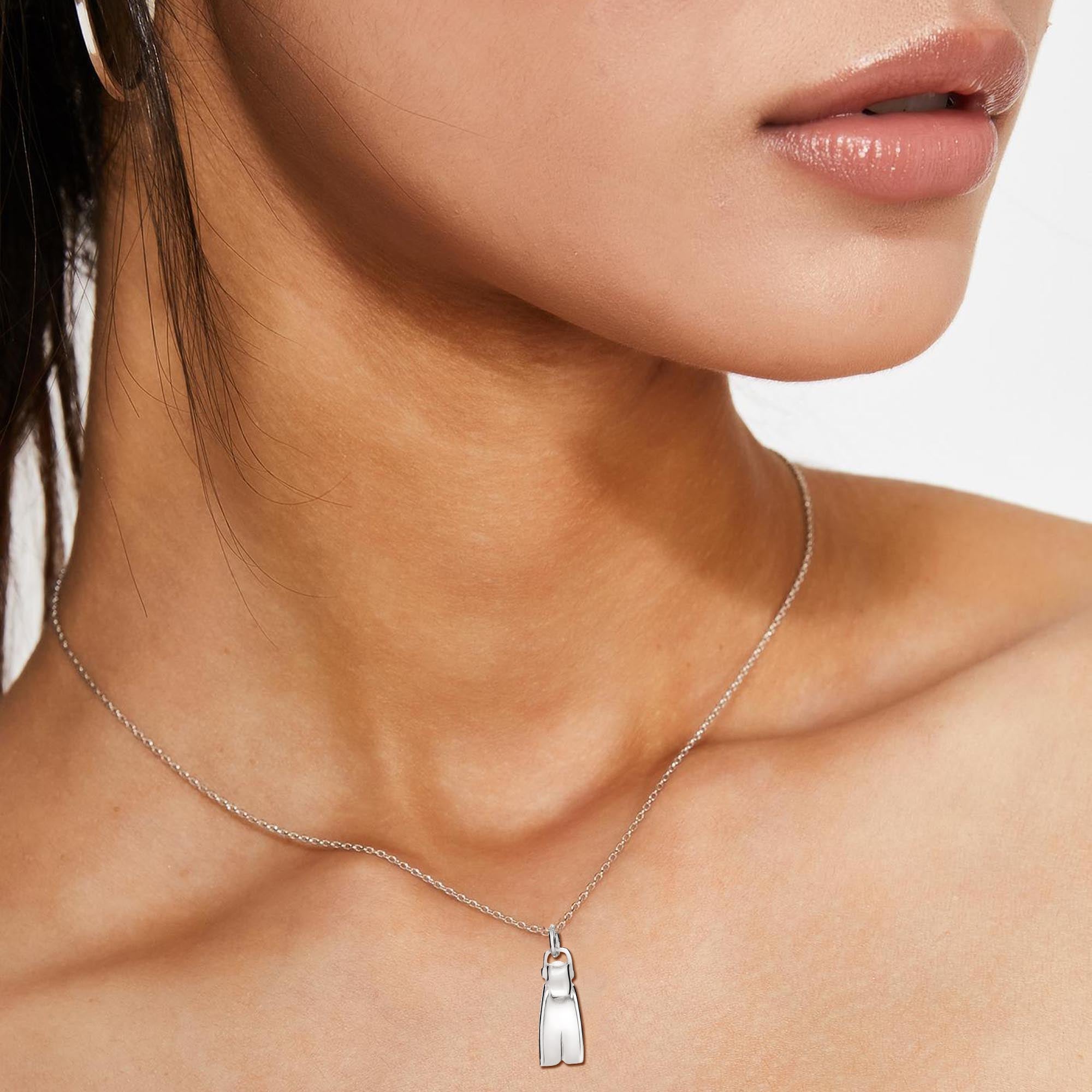Scuba Diver Fin Necklace for Women Sterling Silver- Dive Flipper Neckl ...