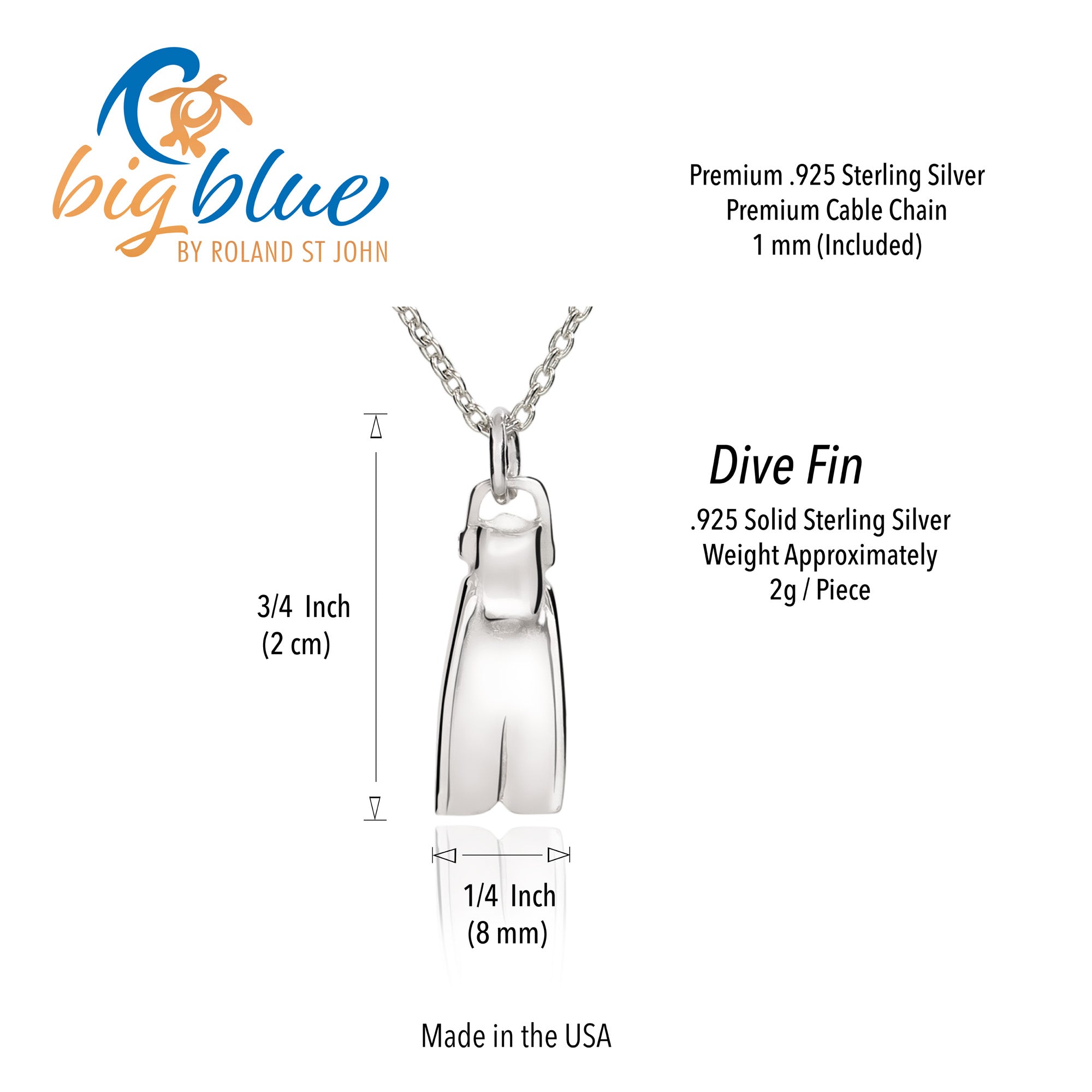 Scuba Diver Fin Necklace for Women Sterling Silver- Dive Flipper Neckl ...