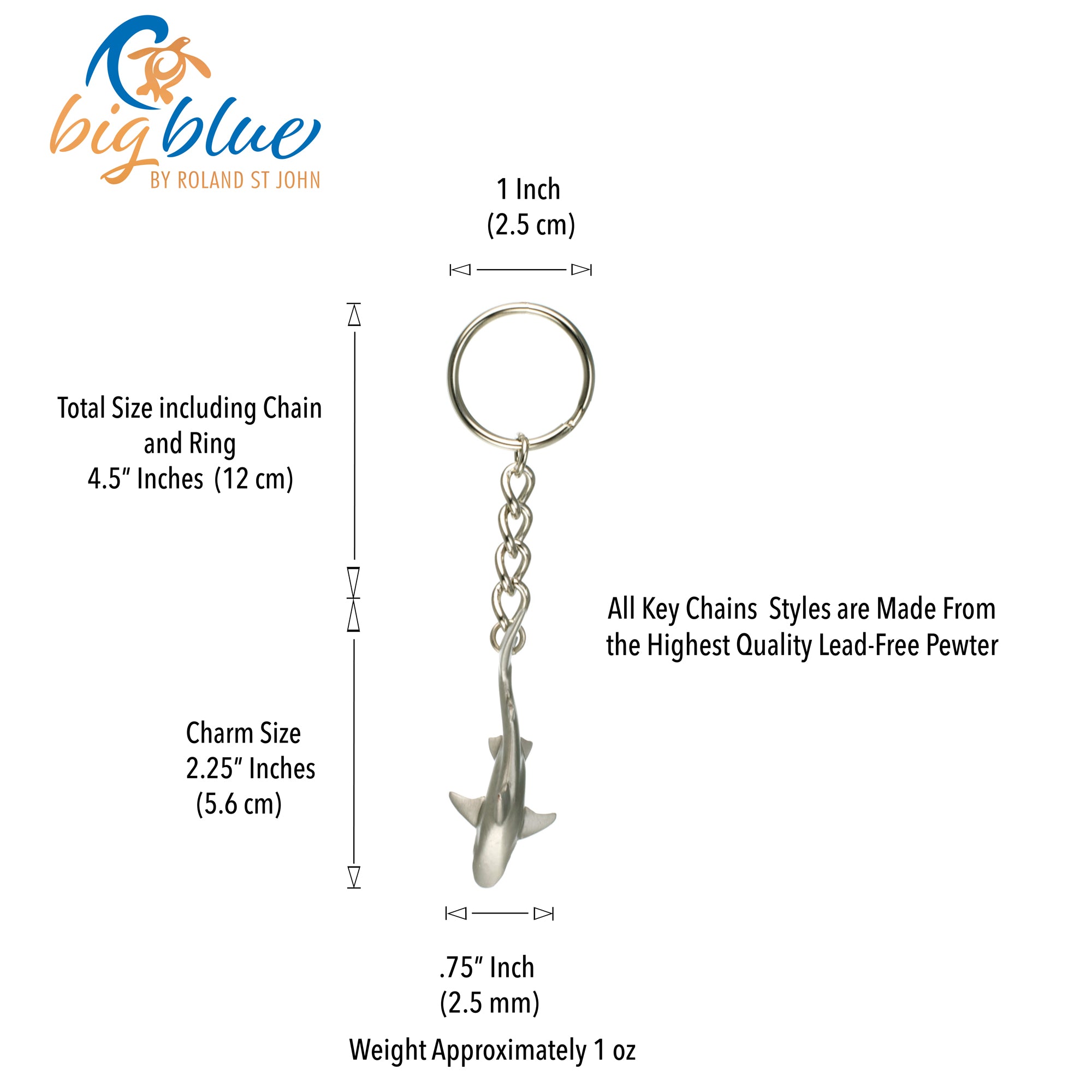 Reef Shark Keychain for Men and Women- Grey Reef Shark Keychain Charm ...